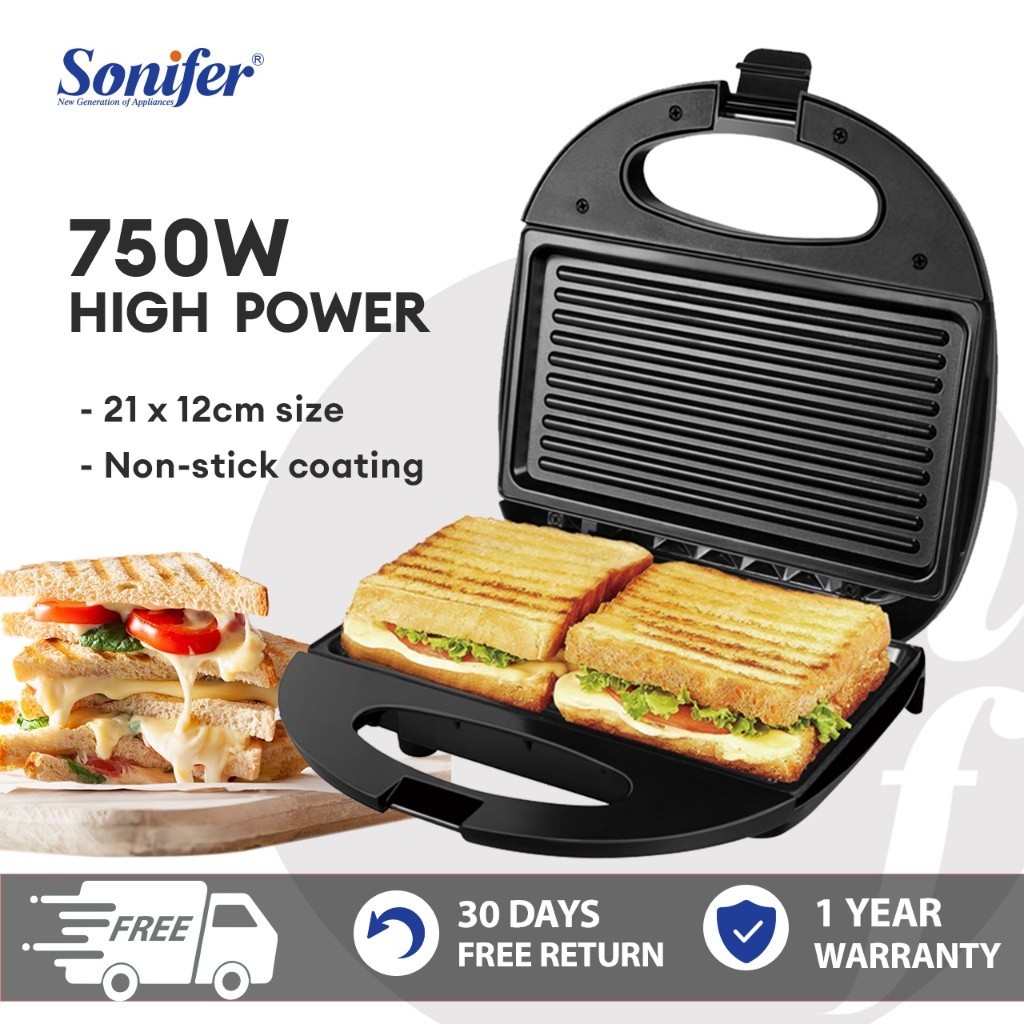 Sonifer gourmet Sandwich Maker bread toaster breakfast machine w/ Non ...