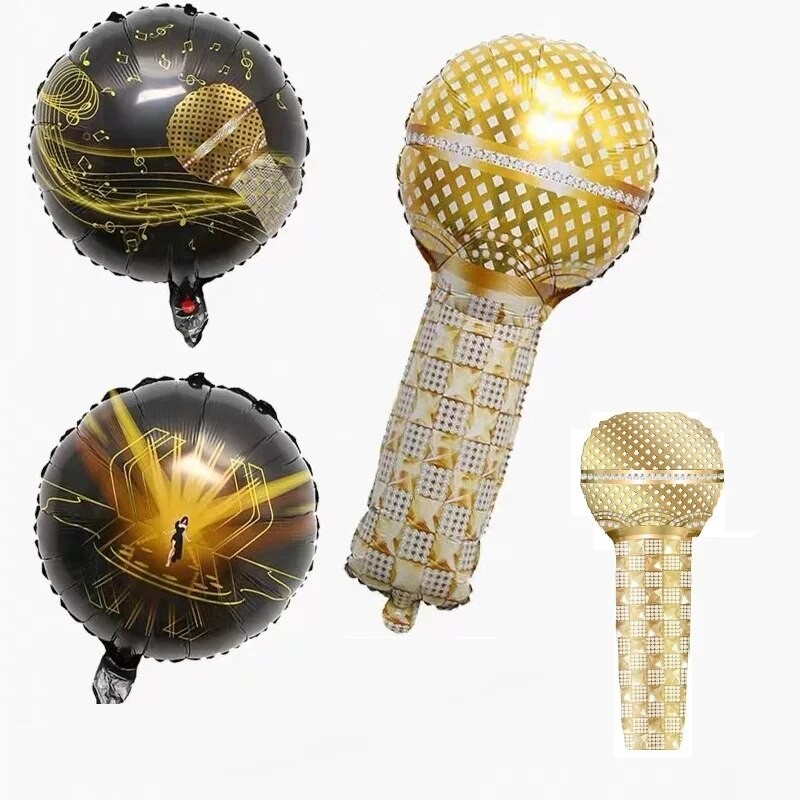 Microphone Aluminium Film Balloons Gold Hip Hop Theme 80s 90s Disco ...