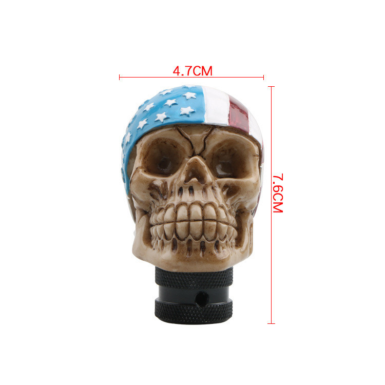 Universal Car Skull Head Us Usa Flag Manual Gear Shift Knob Skull ...