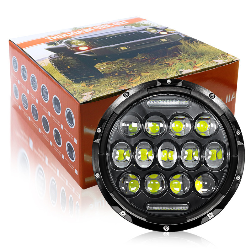 Best Dot Led 7 inch Round Led Headlight 13 Led 75W Hi/lo beam DRL Led ...