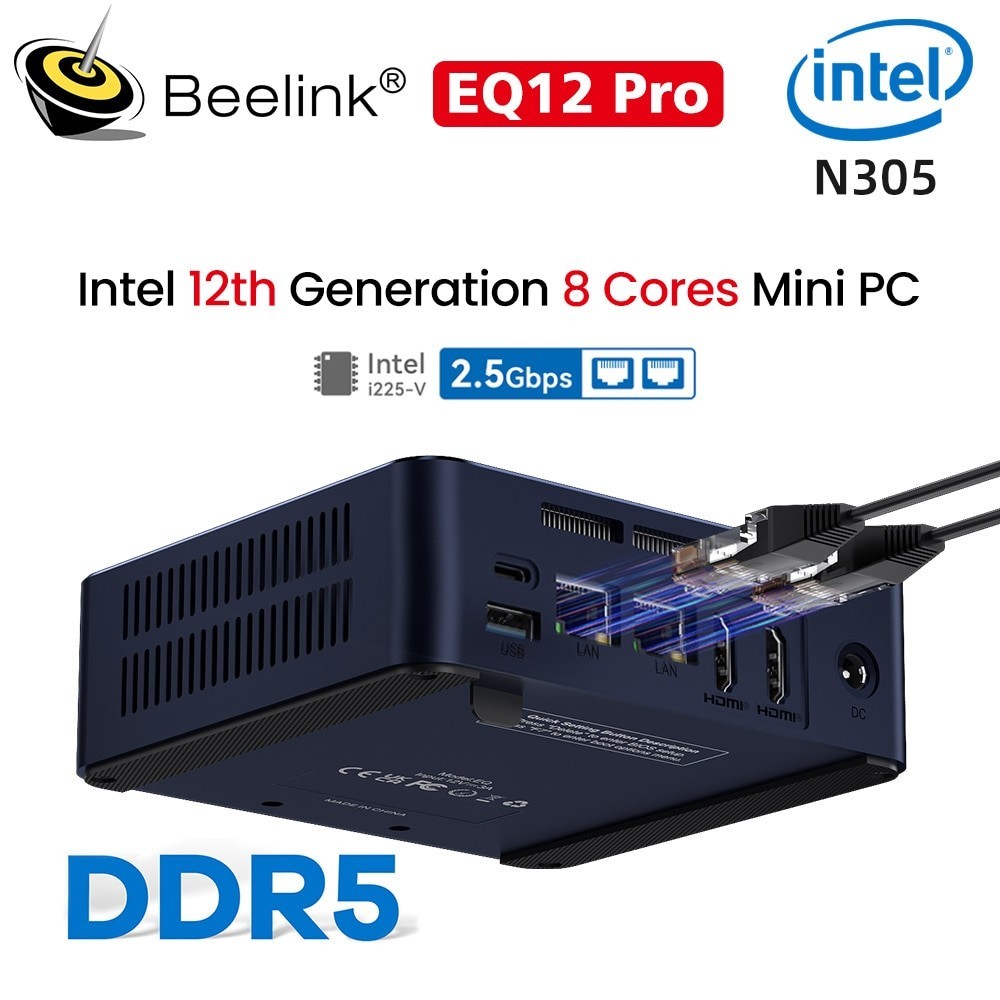 Beelink EQ12 Pro Mini PC 12th Gen Intel Core i3 N305 N100 16GB DDR5 500GB 1T PCle SSD Wifi6 BT5 ...