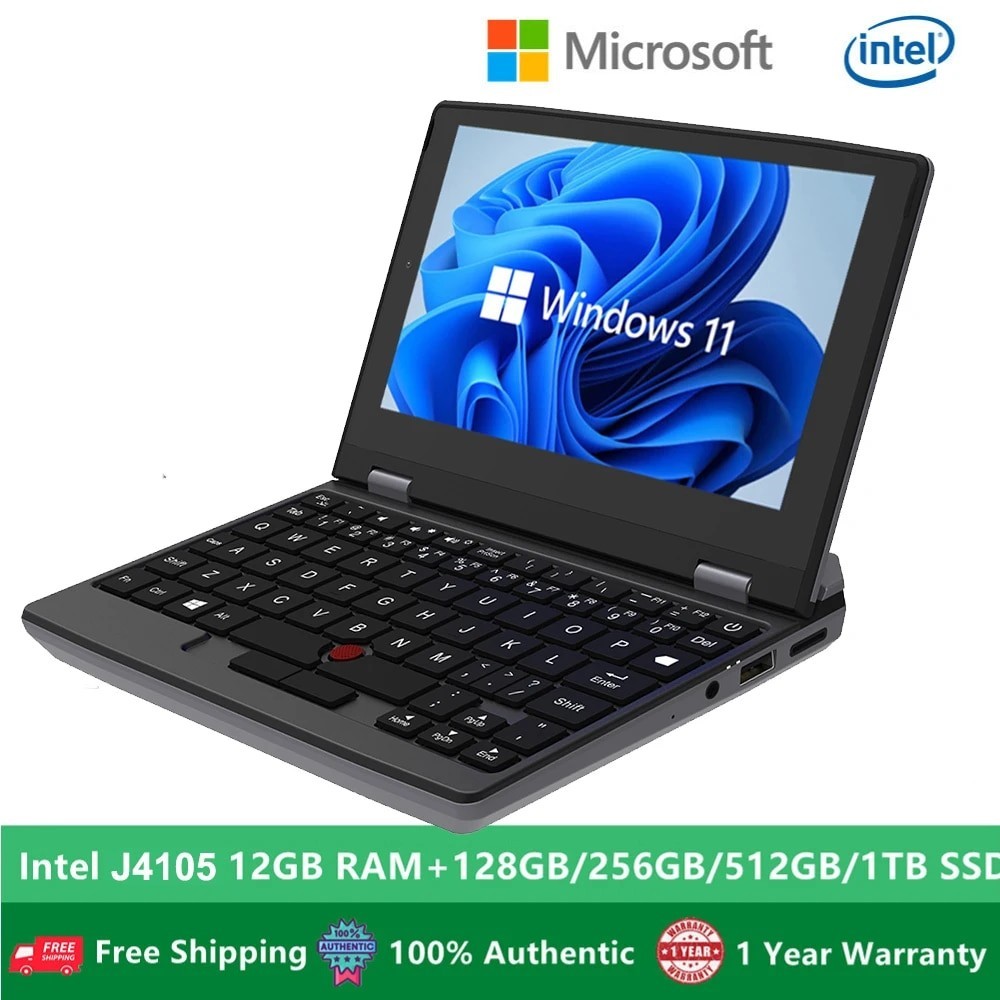 Portable Mini Laptop windows 11 7 Inch Touch Screen Notebook J4105 12GB ...