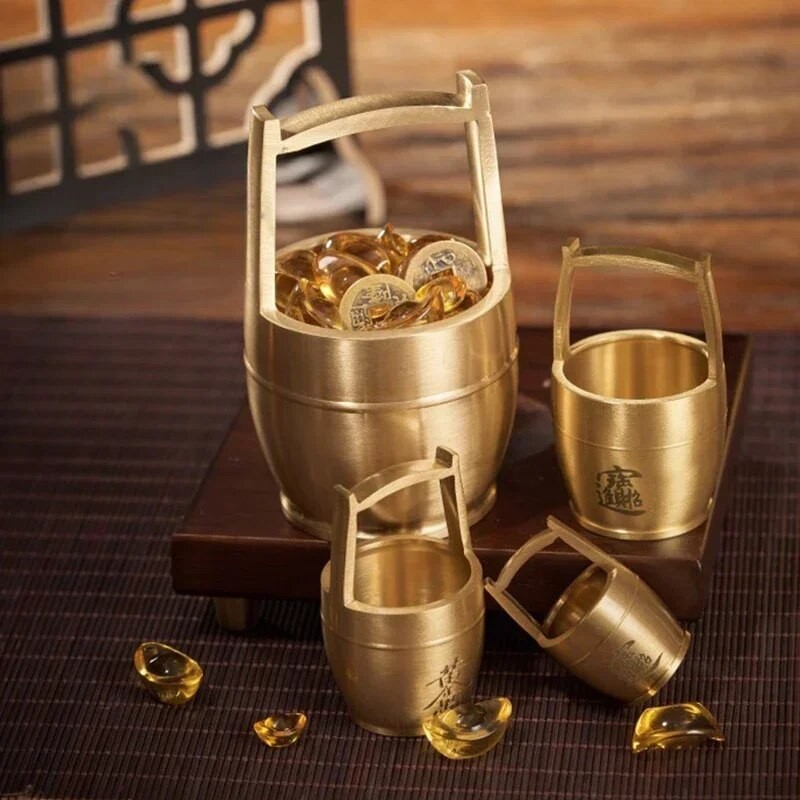 Pure Brass A Bucket of Gold Canadian Dollar Treasure Decoration Large ...