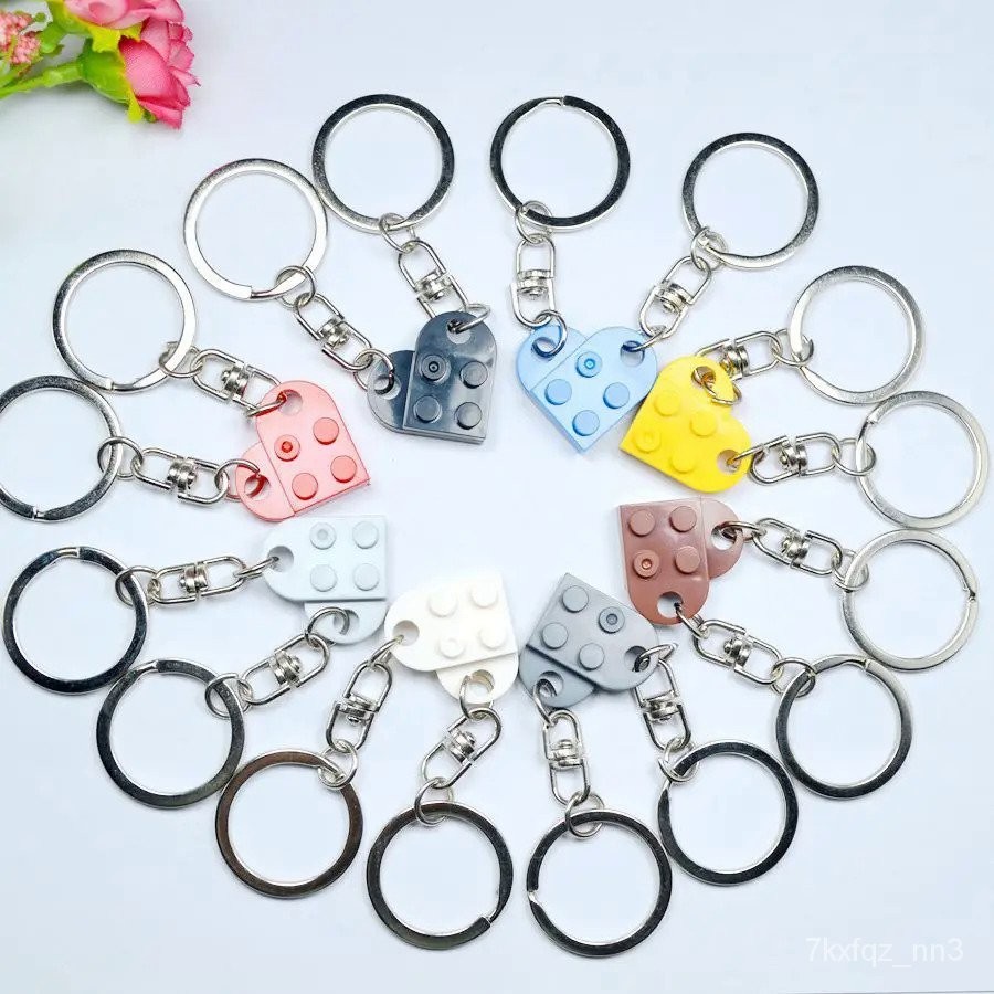 5BUC Creative Blocks Legos Heart-Shaped Blocks Couple Keychain Model ...