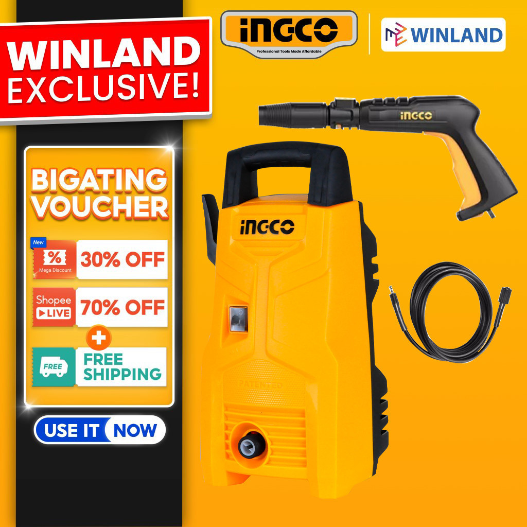 Ingco by Winland High Pressure Washer 1200W HPWR12008P ING-PT | Shopee ...