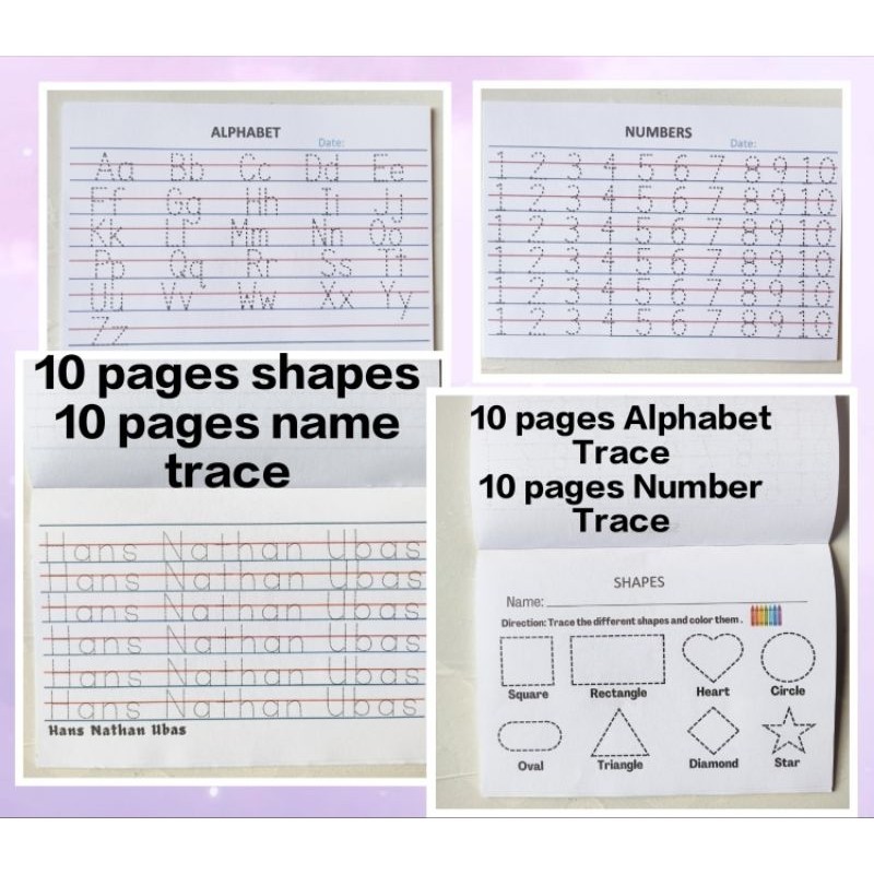 40 pages Tracing Pad(Name, Alphabet, Color, Numbers) | Shopee Philippines