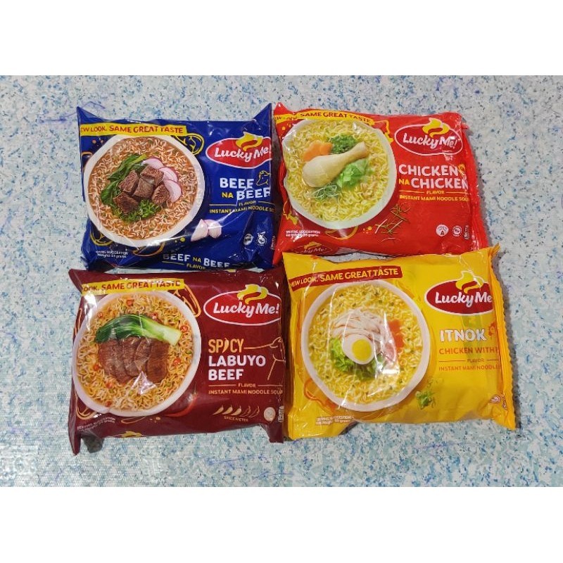 6pcs Lucky Me Instant Noodles Beef Chicken Spicy Beef Itnok | Shopee Philippines