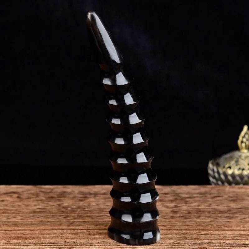 755 Collectible Art Black Horn ThreadedSolid Sharp Corners Suitable for ...