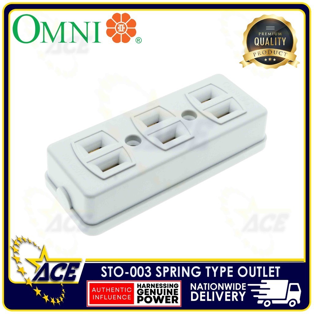 Omni Spring Type Outlet 3 Gang STO-003 10A 250V | Shopee Philippines