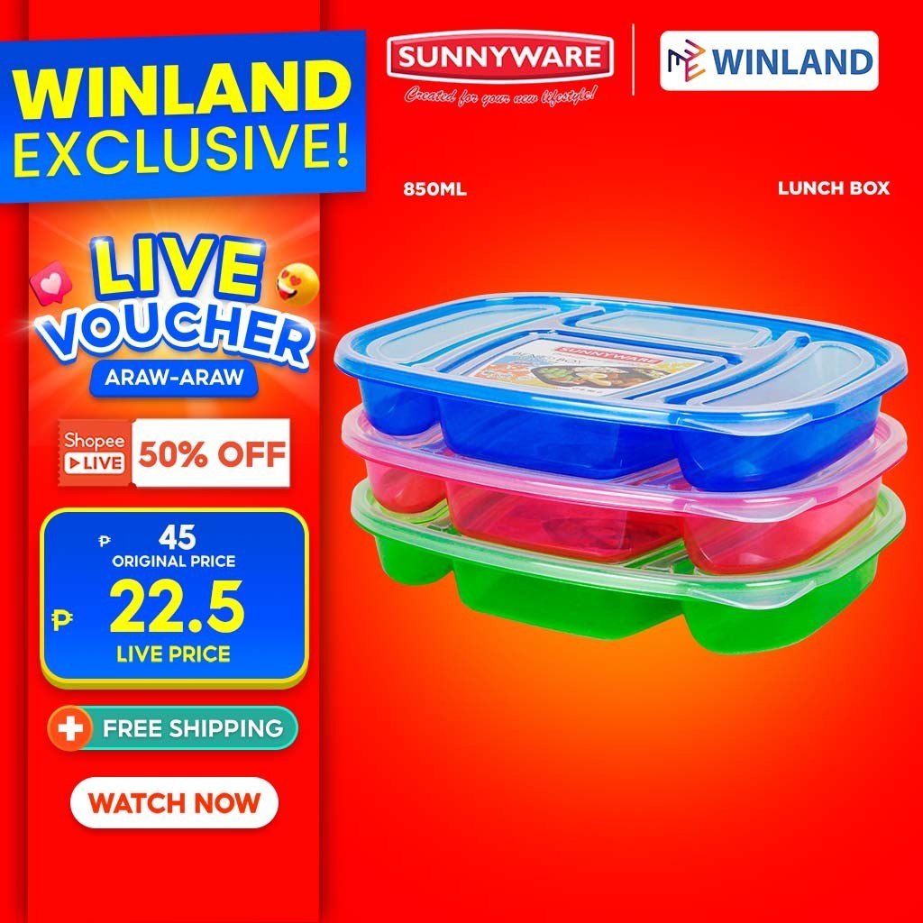 Sunnyware by Winland 0.85Liters | 850mL Bento Box / Lunch Box with 4 ...