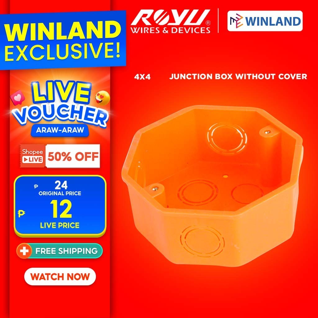 Royu by Winland PVC Junction Box Orange 4 x 4 Electrical Box without ...