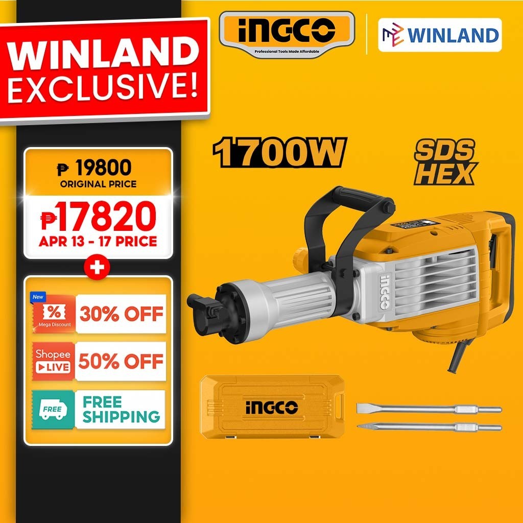 Ingco by Winland Demolition Breaker 1700W With 2pcs Chisels PDB1700682 ...