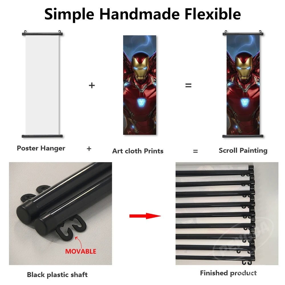 Home Decor Modern Marvel Wall Art Movie Picture Plastic Scroll Iron Man ...