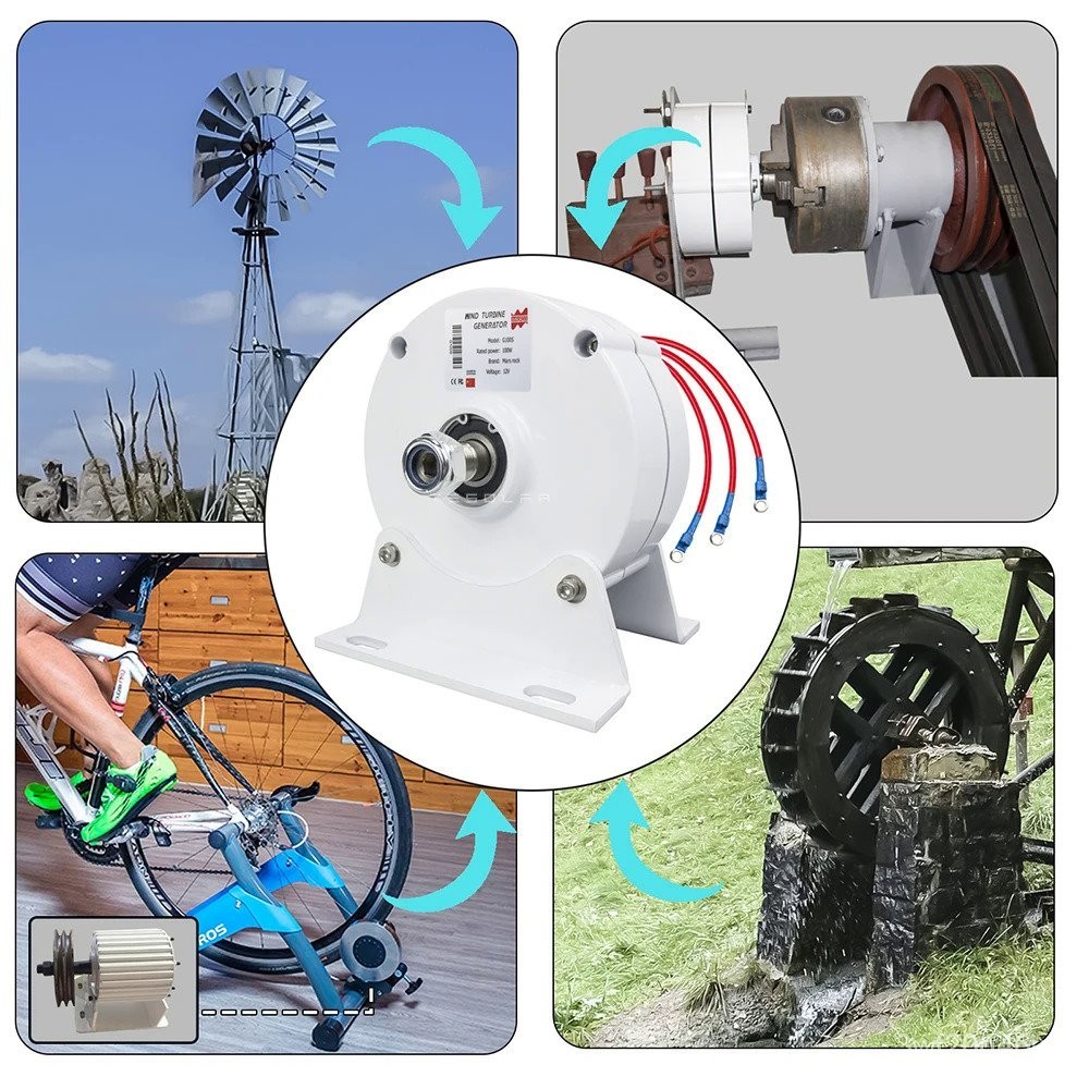 100W 200W 12V 24V Low RPM With Base WT060 Controller NdFeb PMG Rare ...