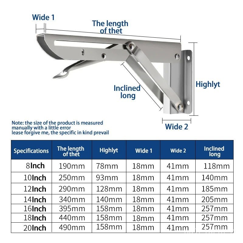 2pcs 8-20 Inch Folding Angle Bracket Triangle Shelf Heavy Support ...