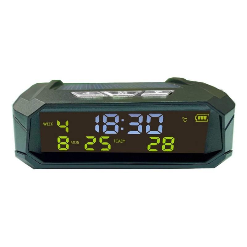 ♥Car Electronic Clock Solar Powered Digital Clock with Week Calendar ...