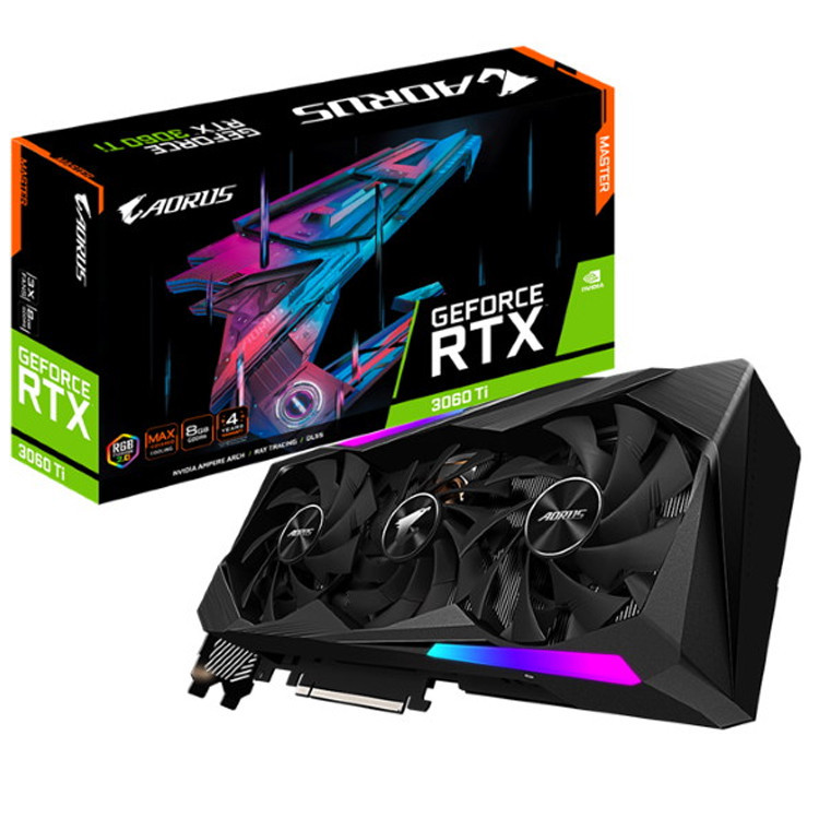GIGABYTE AORUS RTX 3060 TI MASTER 8G Used Gaming Graphics card with ...