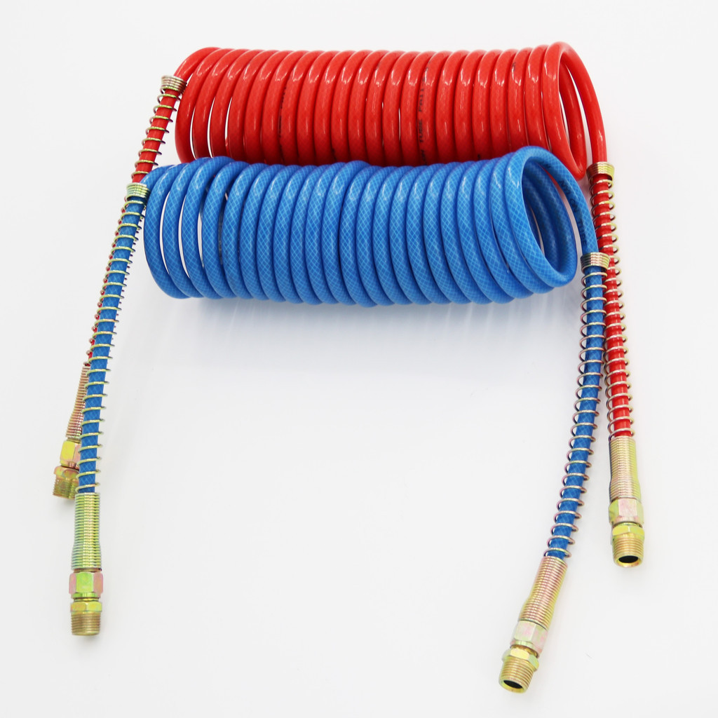 25Ft Flexible 15M Penumatic Red And Blue Trailer Spiral Coiled Air Line ...