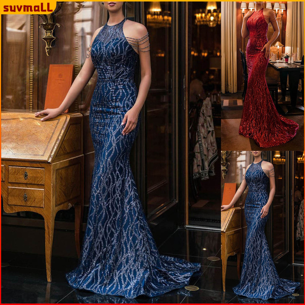 Cod Formal Dress Sequins Halter Elegant Strapless Off Shoulder Bodycon ...