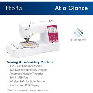 Brother PE545 Embroidery Machine, Wireless LAN Connected, 135 Built-in ...
