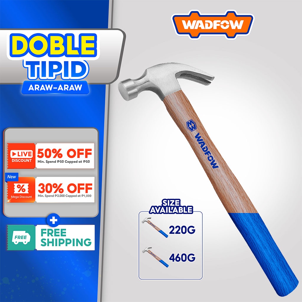 Wadfow Drop-Forged Carbon Steel Hammerhead Claw Hammer With Hardwood ...