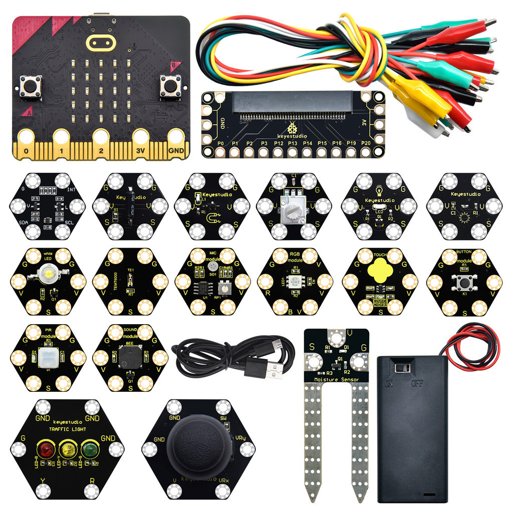 ★Keyestudio Microbit Honeycomb Smart Wearable Programmable Ultimate Kit With Micro:bit Main ...