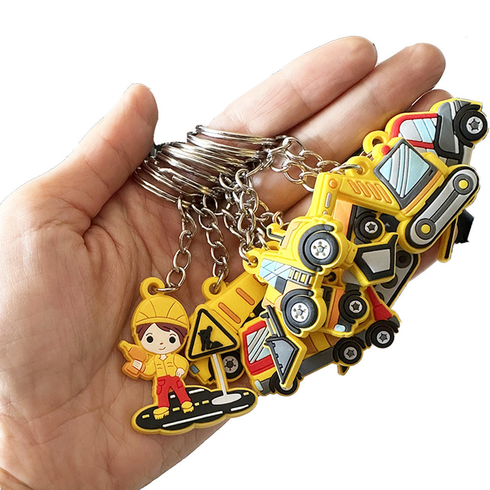 ♠8Pcs Construction Key Chains Engineering Excavator Tractor Keychain ...