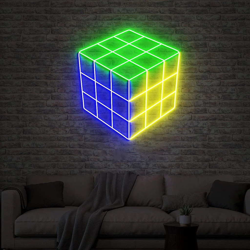 ☹Rubik Cubes Neon Sign Retro Vintage Rubik Wall Decor for Play Room ...