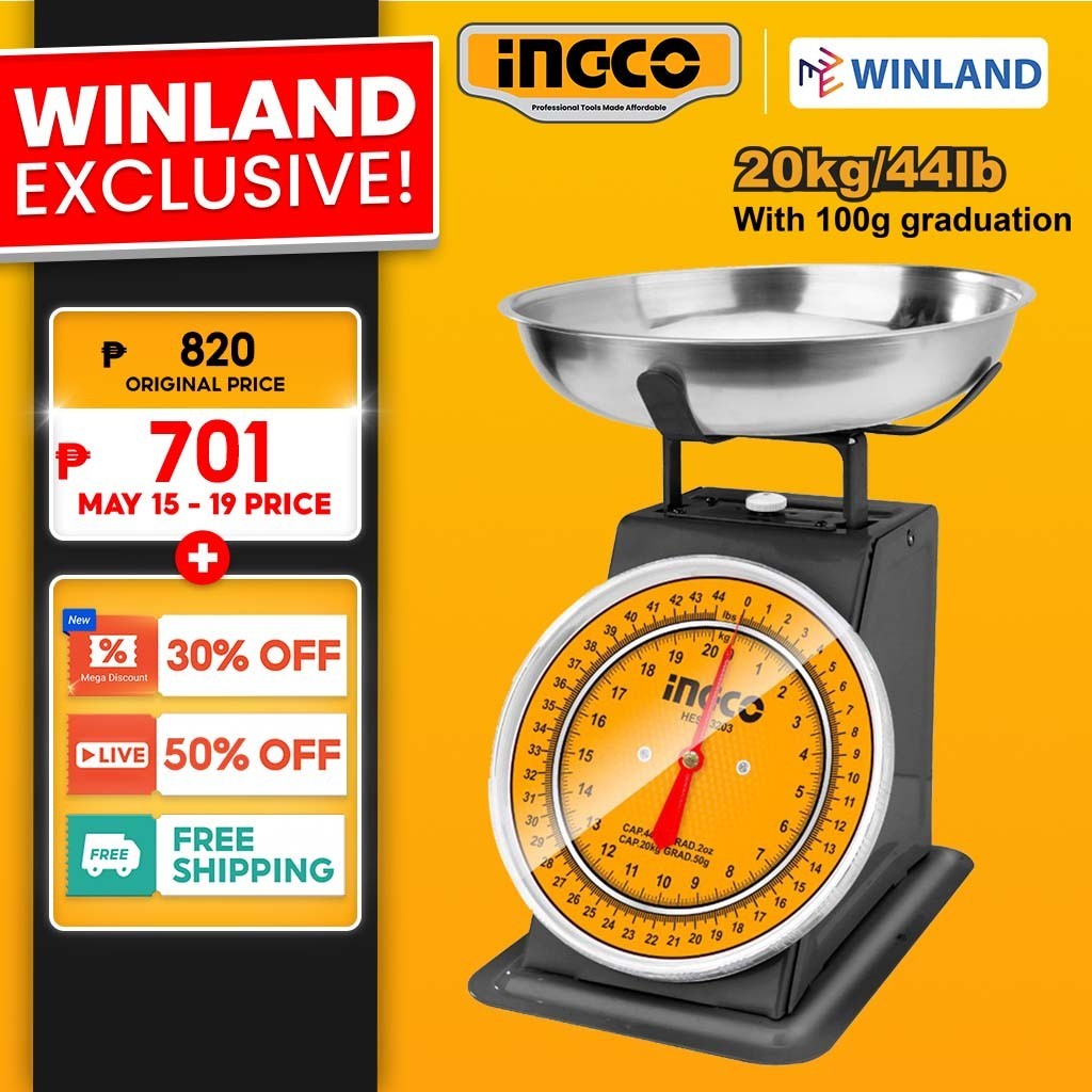 Ingco by Winland Spring Table Scale 20kg HESA3203 ING-HT | Shopee Philippines