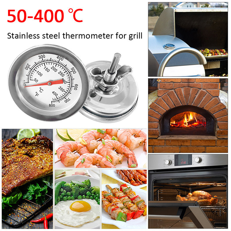 Stainless Steel BBQ Smoker Grill Thermometer Temperature Gauge 50-400 ...