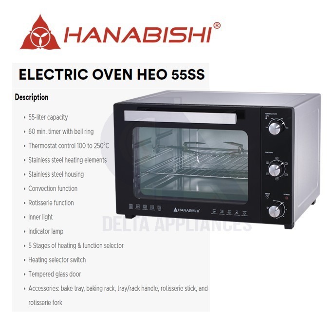 Hanabishi Oven 55 L Rotisserie/ Convection Original w/ 1 Year Warranty HEO 55SS | Shopee Philippines