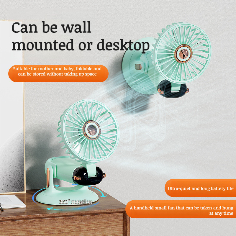 Mini rotating small fan Random angle handheld fan Extra long life ...