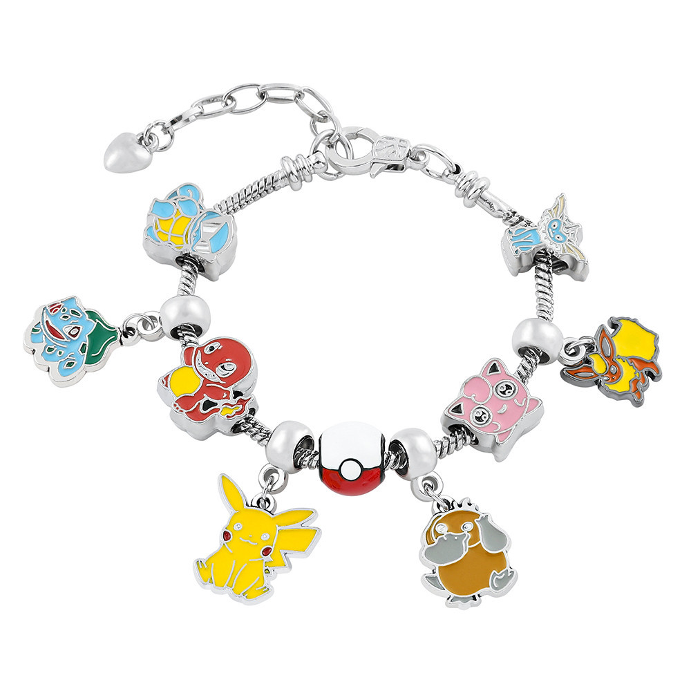 Kawaii Pokemon Charms Bracelet Anime Figure Pikachu Eevee Charmander ...