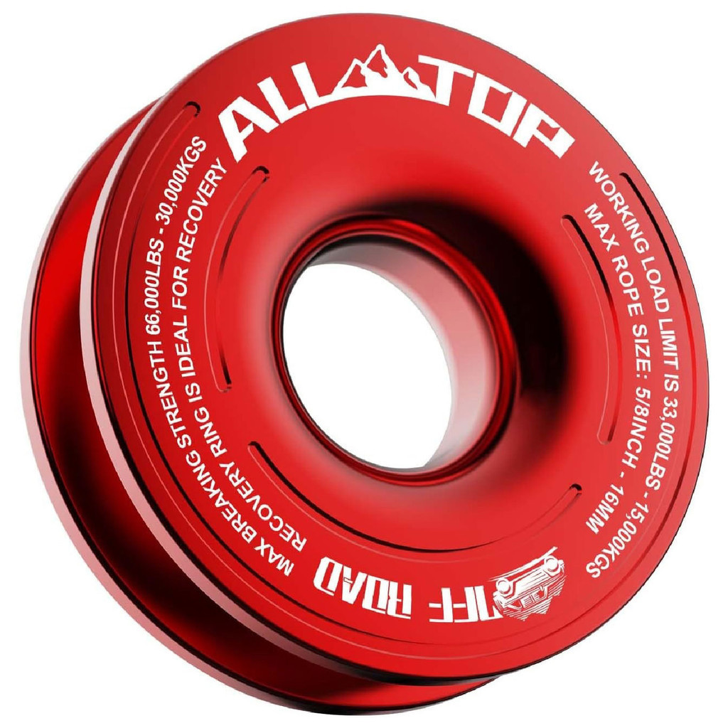 ⓛ66000lbs Winch Rope Synthetic Soft Shackle Snatch Block Pulley Towing ...