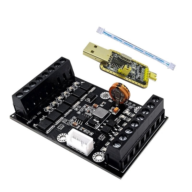 FX1N-14MT PLC Industrial Control Board USB-TTL Cable PLC Module Analog Input / Output With Guide ...