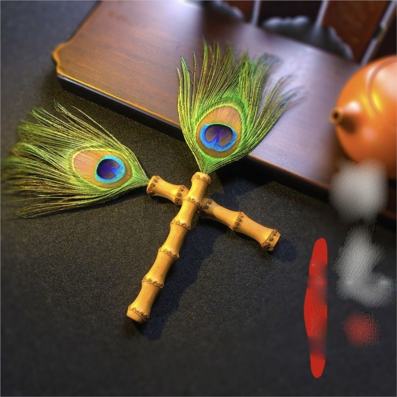 ⚕Tea Table Peacock Feather Sweeping Duster Dusting Float Dust Sweeping ...