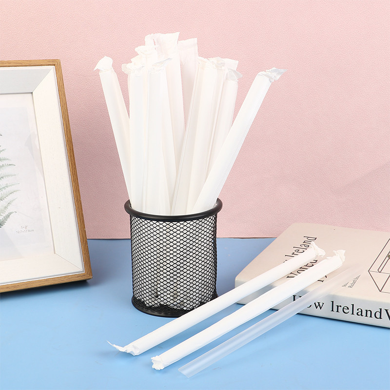 ⚕100Pcs Transparent Wrapped Straw Extra Wide Pointed Plastic Thick ...
