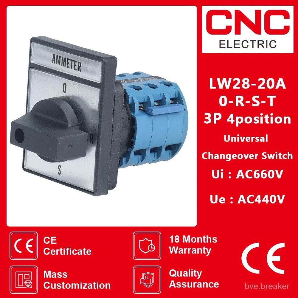 CNC LW28-20A AMMETER Panel Mount 4-Position 3Pole Rotary Selector ...