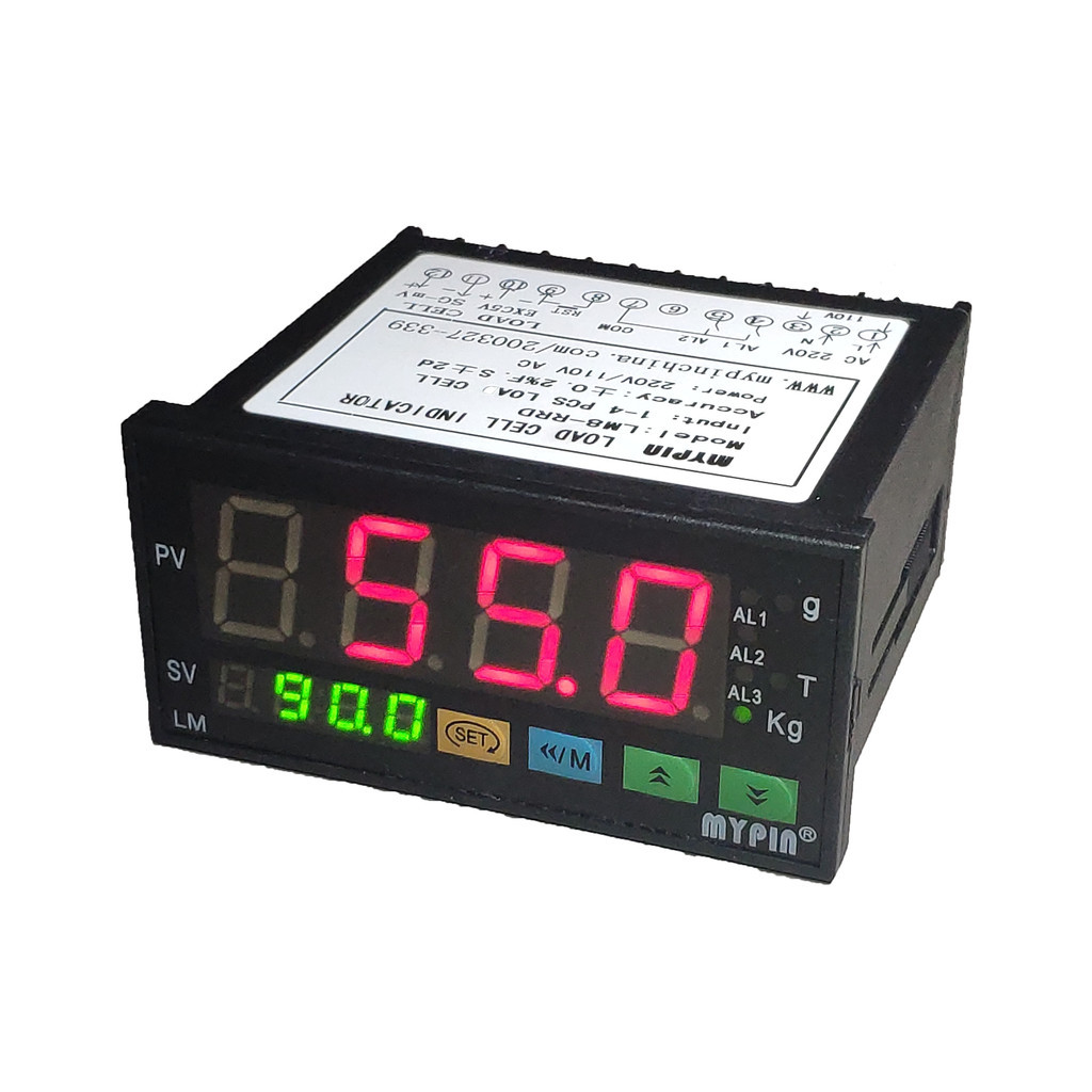 LM8-RRD Digital Weighing Controller Indicator Pressure Gauge 1-4 Load Cell Signals Input 2 Relay ...