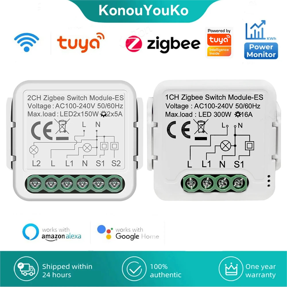 Tuya 2CH 1CH ZigBee Smart Switch with Power Monitor Function DIY ...