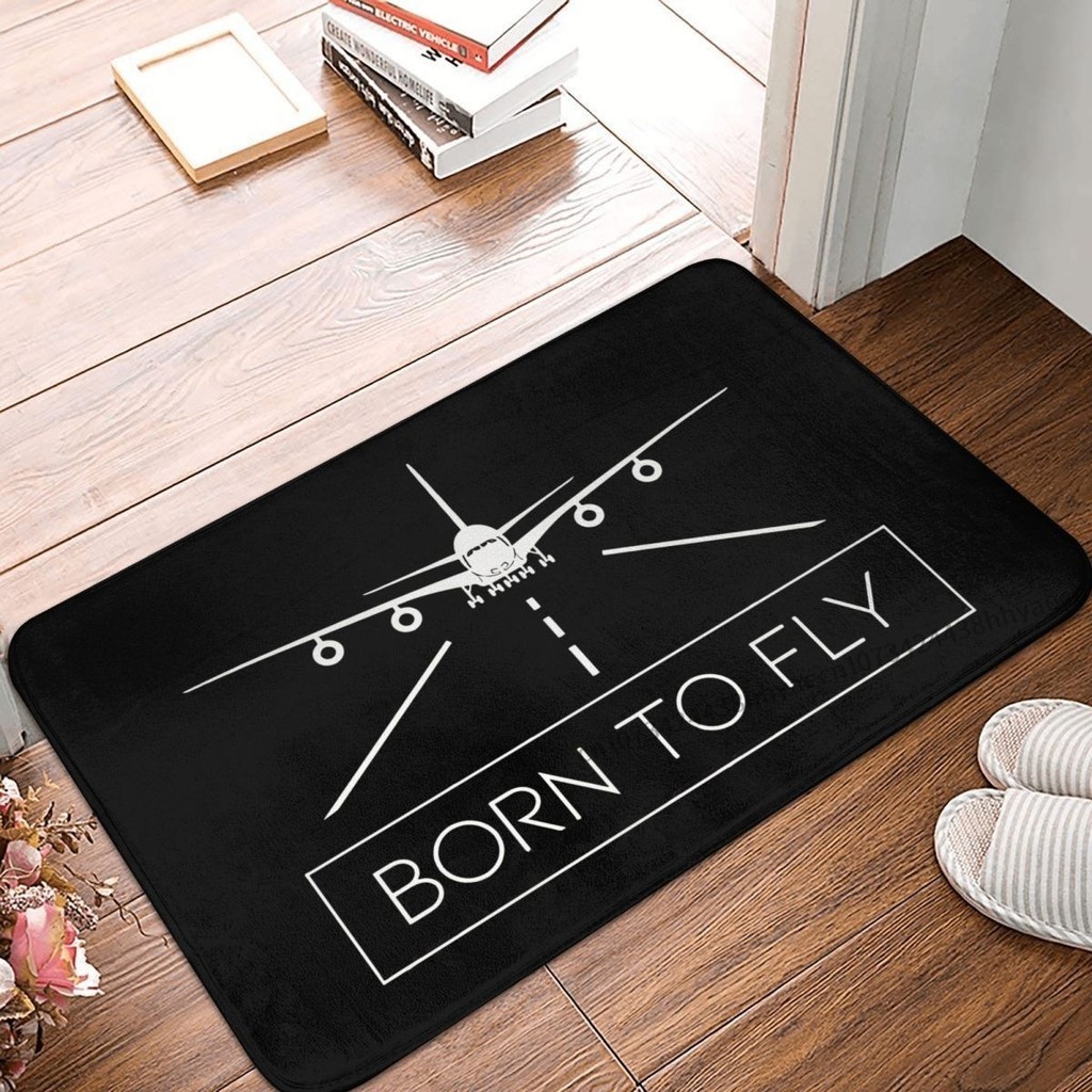 Airplane Airport Sign Anti-Slip Doormat Living Room Mat Born To Fly ...