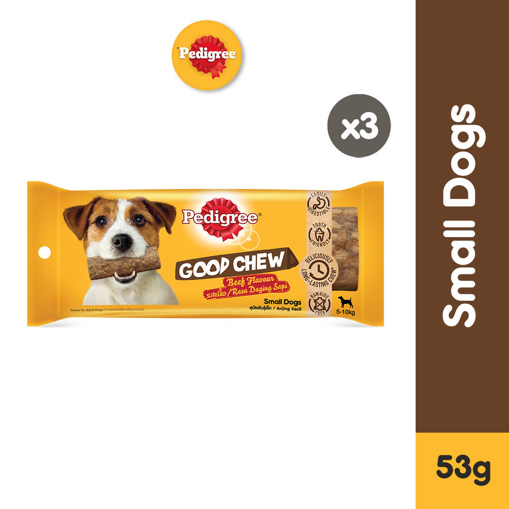 PEDIGREE Good Chew Dog Treats for Small Dogs in Beef Flavor 53g (3-Pack ...