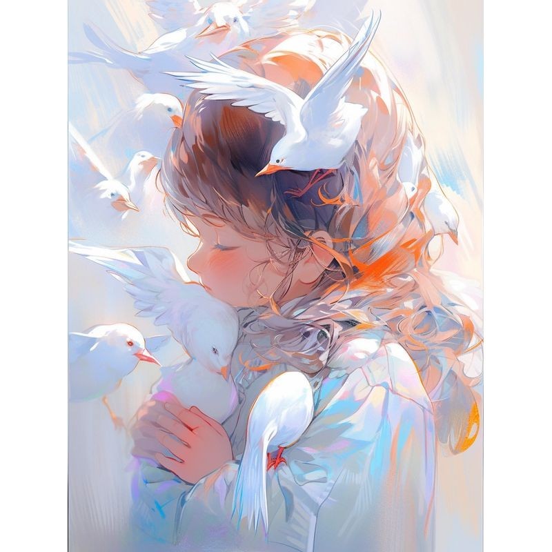 웃GATYZTORY DIY Pictures By Numbers Anime Girl Coloring By Number Pigeon ...