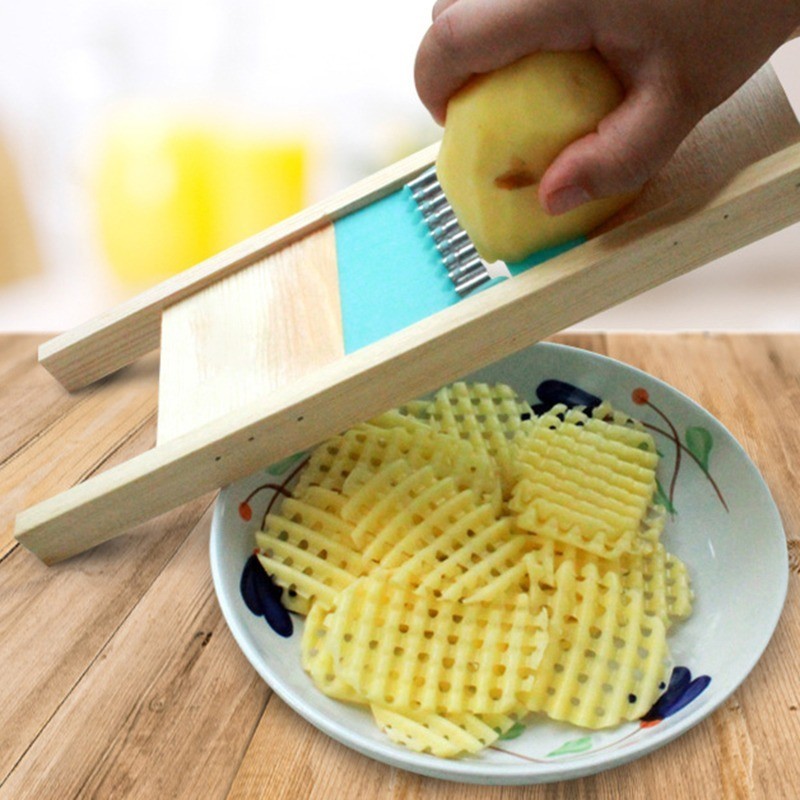 Wooden Potato Grater Grid Slicer Vegetable Corrugated Net Chopper ...