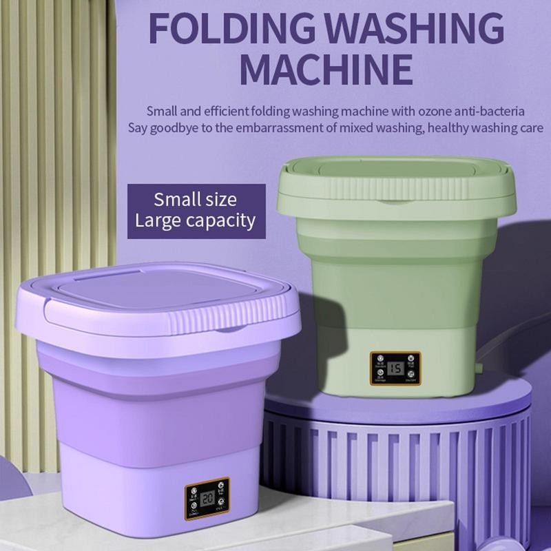 유Mini Folding Washing Machine Portable Powerful Smart Timing 8L ...
