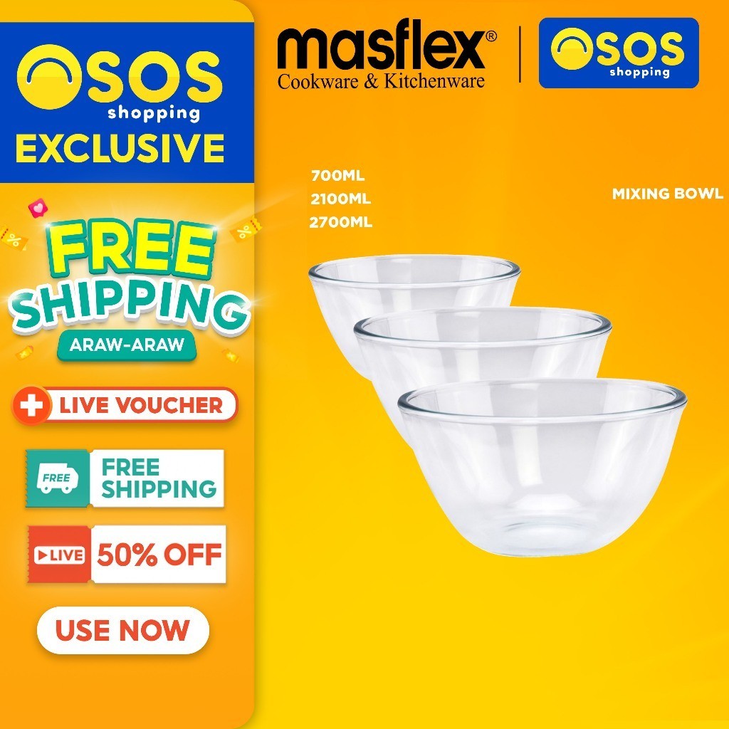 Masflex Original Borosilicate Glass Mixing Bowl Suitable for Microwave ...