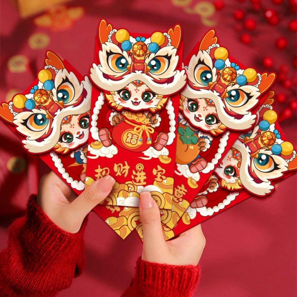 4/6Pcs Luck Money Bag Red Envelope Best Wishes 2024 New Year Packet ...