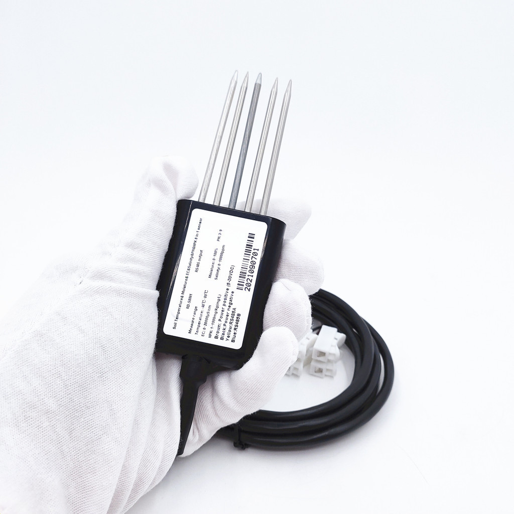 ☼SOIL 8 IN 1 RS485 SOIL MOISTURE TEMPERATURE EC PH SALINITY NPK SENSOR ...