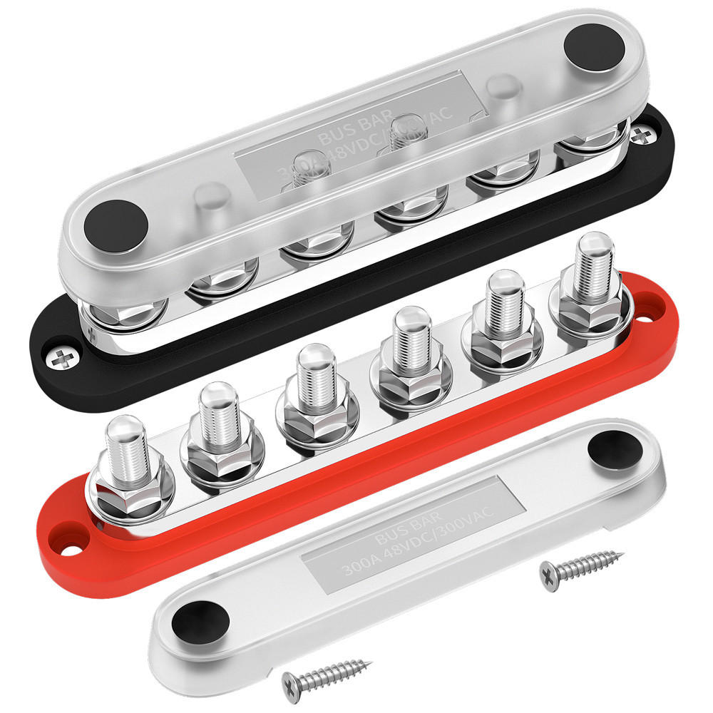 ☯6 Way Distribution Block Terminal Bus Bar Stud Heavy Duty Bus Bar 300A ...
