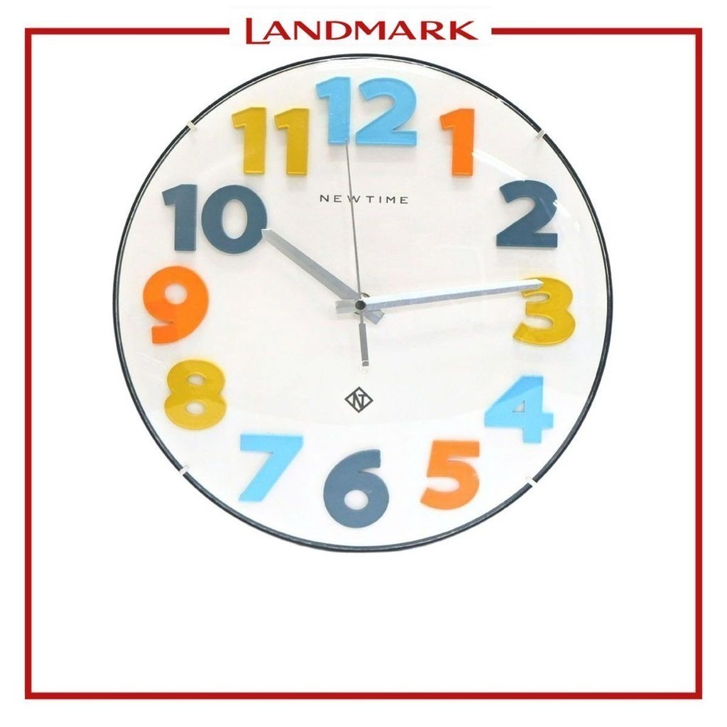 Newtime Rimless Wall Clock 12" with White Face Multi-colored Numbers ...